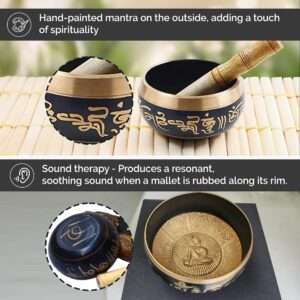 Singing Bowl for Meditation, Stress Relief | Tibetan Singing Bowl | Meditation Accessories | Metal Bowl | Meditation Music for Relaxation & Gifting