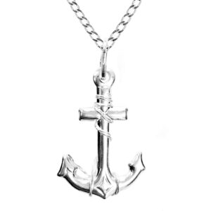 ritastephens sterling silver cross marine anchor pendant charm necklace 24" large