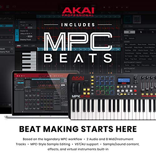 AKAI Professional MPK249 - USB MIDI Keyboard Controller with 49 Semi Weighted Keys, Assignable MPC Controls, 16 Pads and Q-Links, Plug and Play