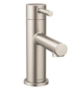 moen align brushed nickel one-handle modern bathroom faucet with drain assembly and optional deckplate, 6190bn