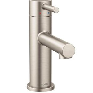 Moen Align Brushed Nickel One-Handle Modern Bathroom Faucet with Drain Assembly and Optional Deckplate, 6190BN