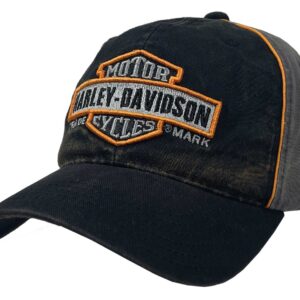 Harley-Davidson Men's Embroidered Trademark Curved Brim Washed Baseball Cap Black