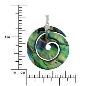 Sterling Silver Abalone Shell Spiral Circle Pendant