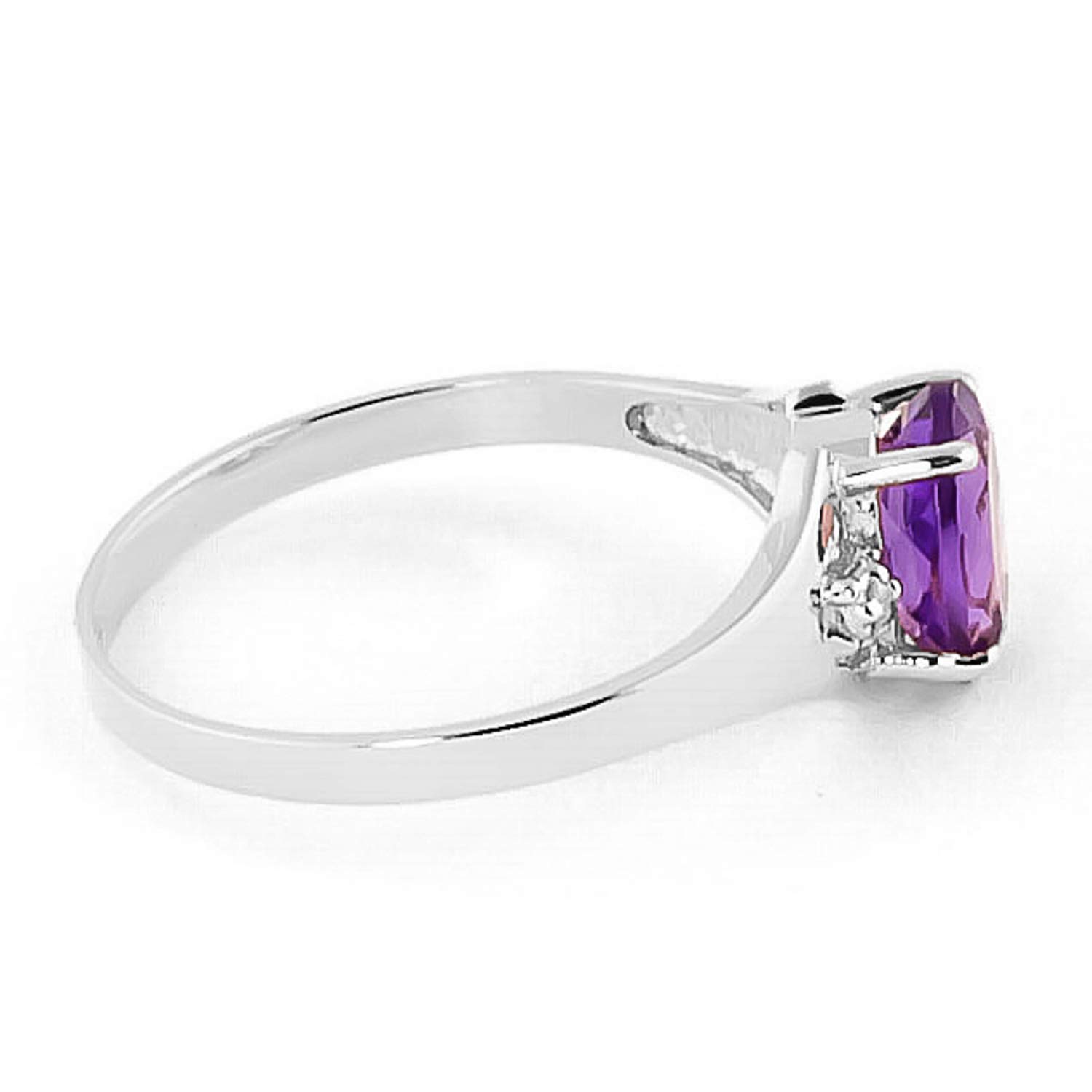 Galaxy Gold GG 14k White Gold Ring with Natural Diamonds and Amethyst - Size 11