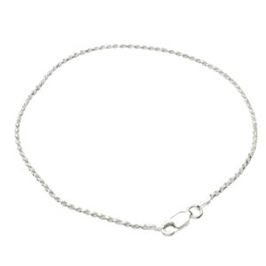 bracelets, anklets by joyful creations sterling silver 1.5mm diamond-cut rope nickel free chain anklet italy, 10"