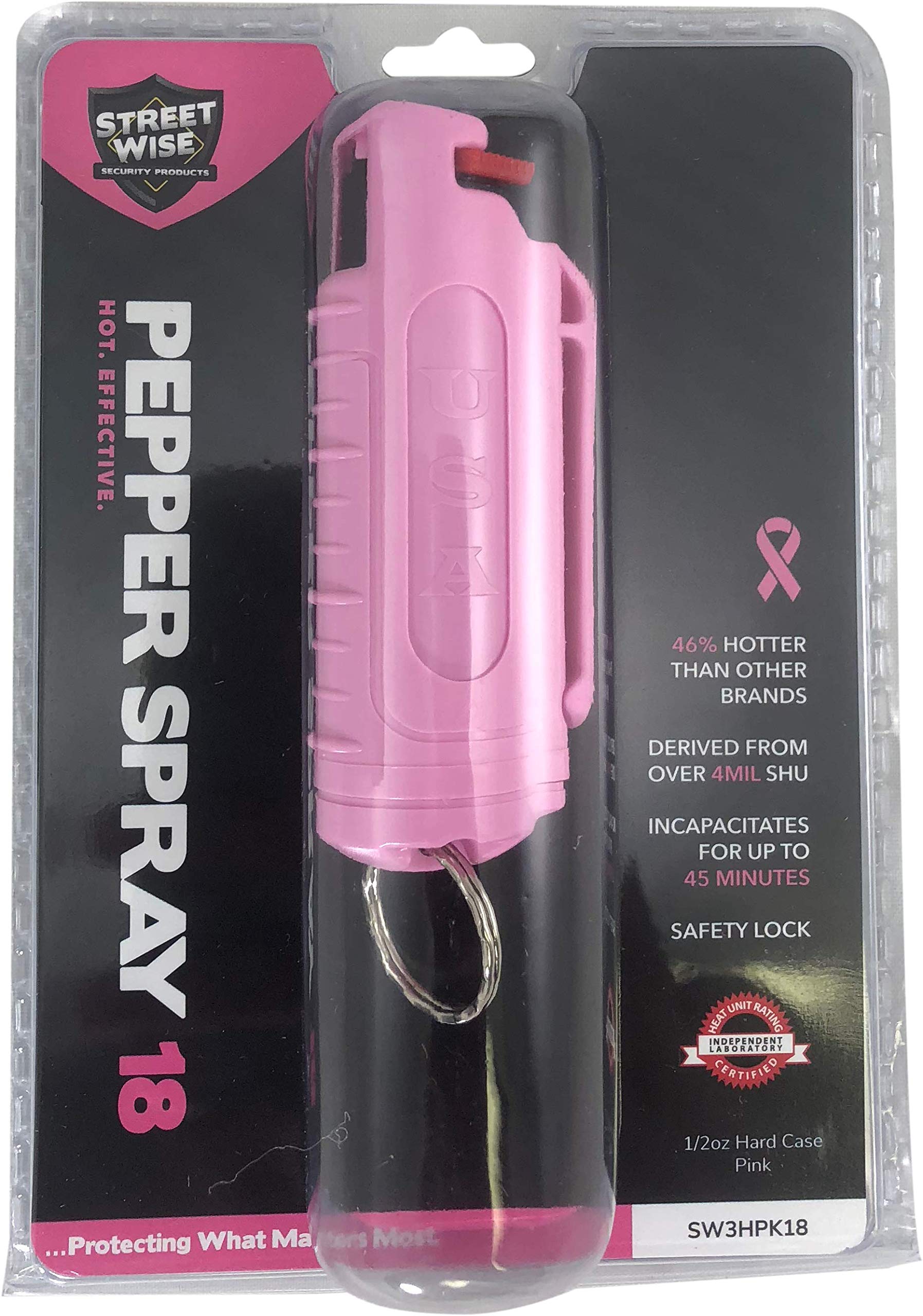 Streetwise Security Products Lab Certified Streetwise 18 Pepper Spray 1/2-Ounce Hard Case, Pink