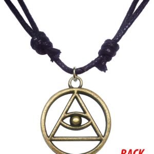 Bijoux de Ja Antique Bronze Eye of God Triangle Circle Charm Pendant Adjustable Cord Necklace 16-32"