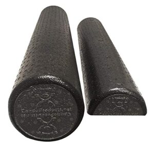 cando foam roller - black composite - extra firm - 6" x 12" - round