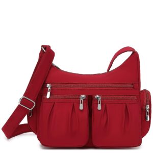 scarleton handbags for women, crossbody bags for women, shoulder bag, nylon purses for women with multi pockets, h140720 - red