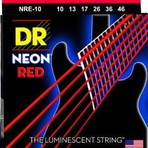 DR NRE10 Strings Hi-Def Neon Red Electric Medium