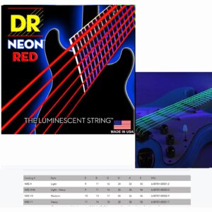 DR NRE10 Strings Hi-Def Neon Red Electric Medium