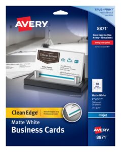 true print clean edge business cards, inkjet, 2 x 3 1/2, white, 200/pack