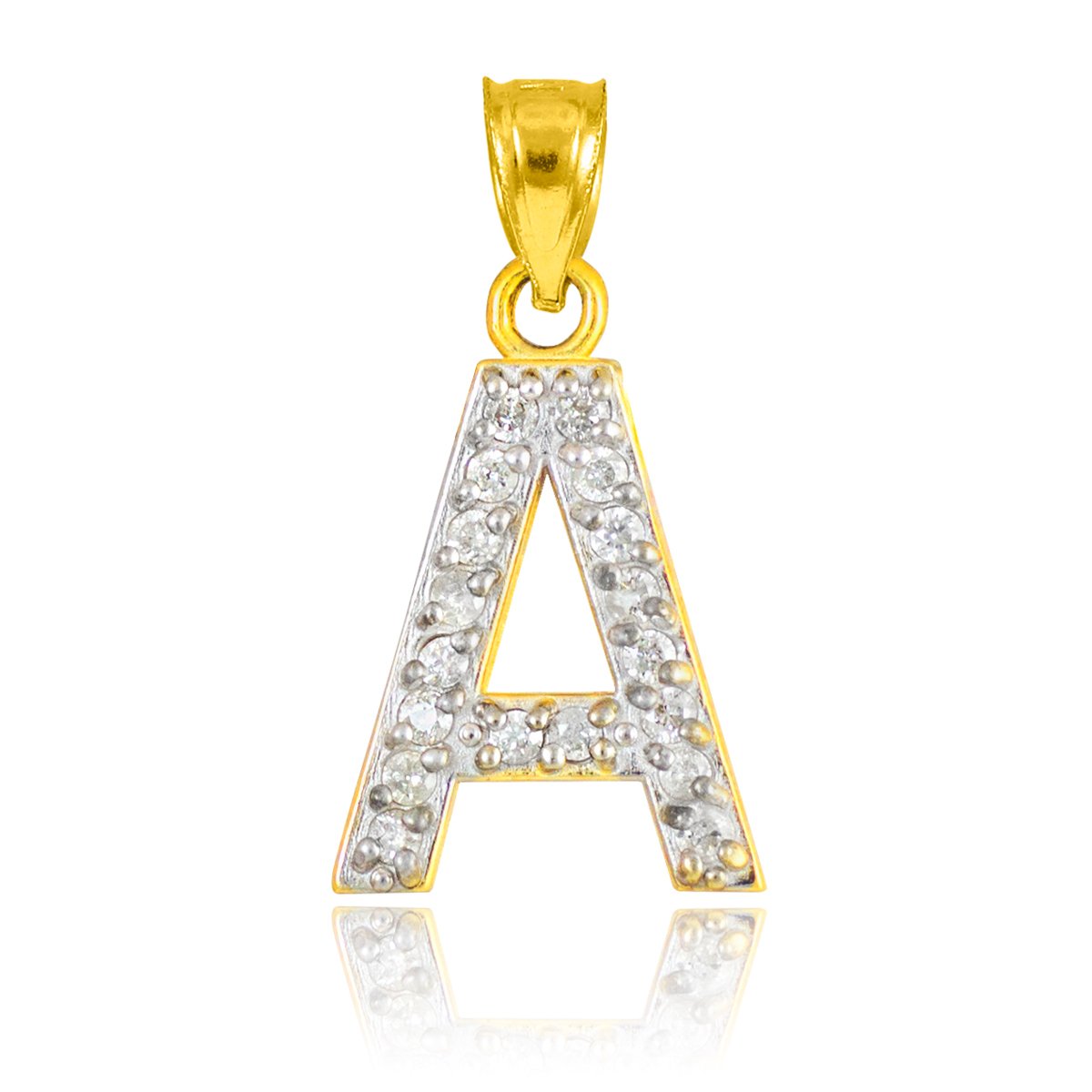 10k Yellow Gold Diamond Initial Charm Letter A Bracelet Pendant