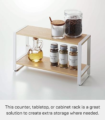 Yamazaki Home Tosca Kitchen Rack - Counter Storage Shelf Organizer - Steel + Wood