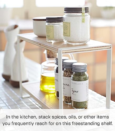 Yamazaki Home Tosca Kitchen Rack - Counter Storage Shelf Organizer - Steel + Wood