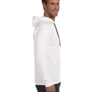 Anvil 987AN Ringspun Long-Sleeve Hooded T-Shirt - White/Dark Grey -XL