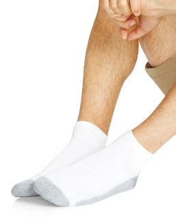 Hanes Men`s Ankle Socks, 186V12,12-Pack, 10-13, White (Shoe Size 6-12)