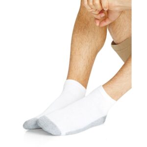 hanes men`s ankle socks, 186v12,12-pack, 10-13, white (shoe size 6-12)