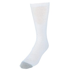 hanes mens double tough over the calf tube sock, 12-pair pack athletic socks, white/ grey toe , shoe size 6-12