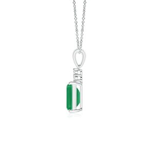 Angara Natural Emerald Solitaire Pendant Necklace for Women in Sterling Silver (Grade-A | 7x5mm) May Birthstone Jewelry Gift for Women | Birthday | Wedding | Anniversary