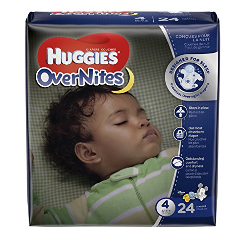 HUGGIES OverNites Diapers, Size 4, 24 ct., JUMBO PACK Overnight Diapers (Packaging May Vary)