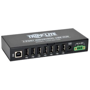 tripp lite 7-port rugged industrial usb 2.0 hi-speed hub w 15kv esd immunity and metal case, mountable(u223-007-ind),black