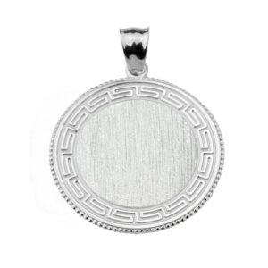 925 sterling silver round engravable greek key charm pendant