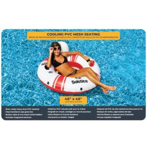 Solstice Super Chill Inflatable River Raft Float Tube 1 Person with Molded Cupholders, Mesh Bottom, Backrest, Grab Handles Tie On Rope | for Rivers Lake Ocean Pool Floating Snow Heavy Duty Material