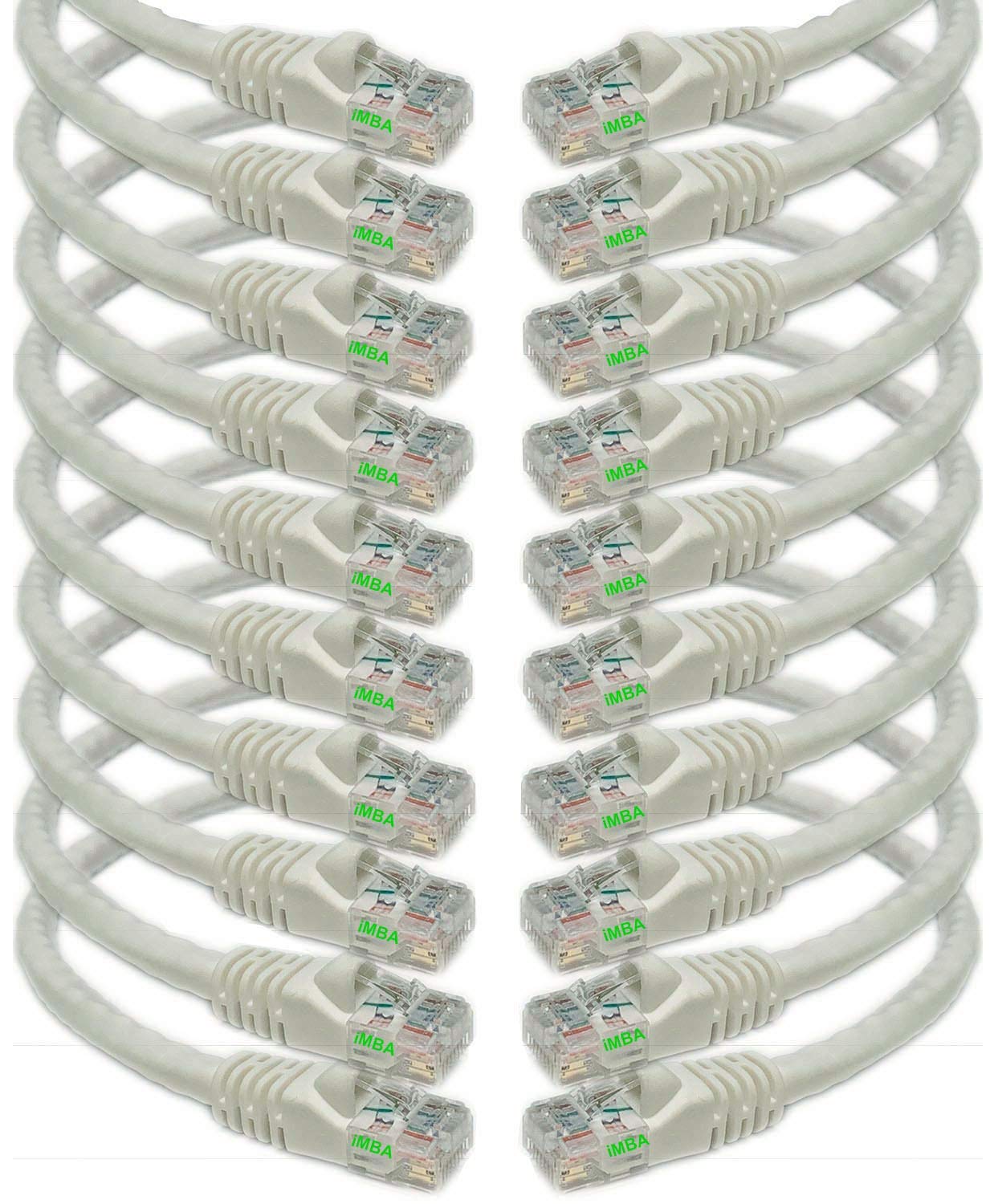 iMBAPrice 15 ' Cat5e Network Ethernet Patch Cable, 10 Pack, White (IMBA-CAT5-15WT-10PK)