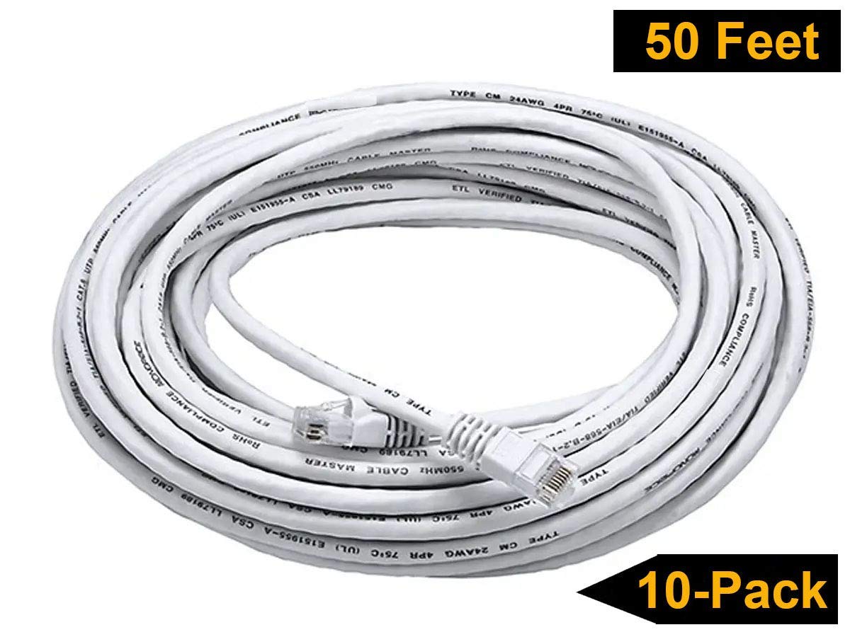 iMBAPrice 15 ' Cat5e Network Ethernet Patch Cable, 10 Pack, White (IMBA-CAT5-15WT-10PK)