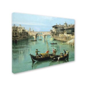 Arno River and Ponte Vecchio Artwork by Canaletto, 18 by 24-Inch Canvas Wall Art