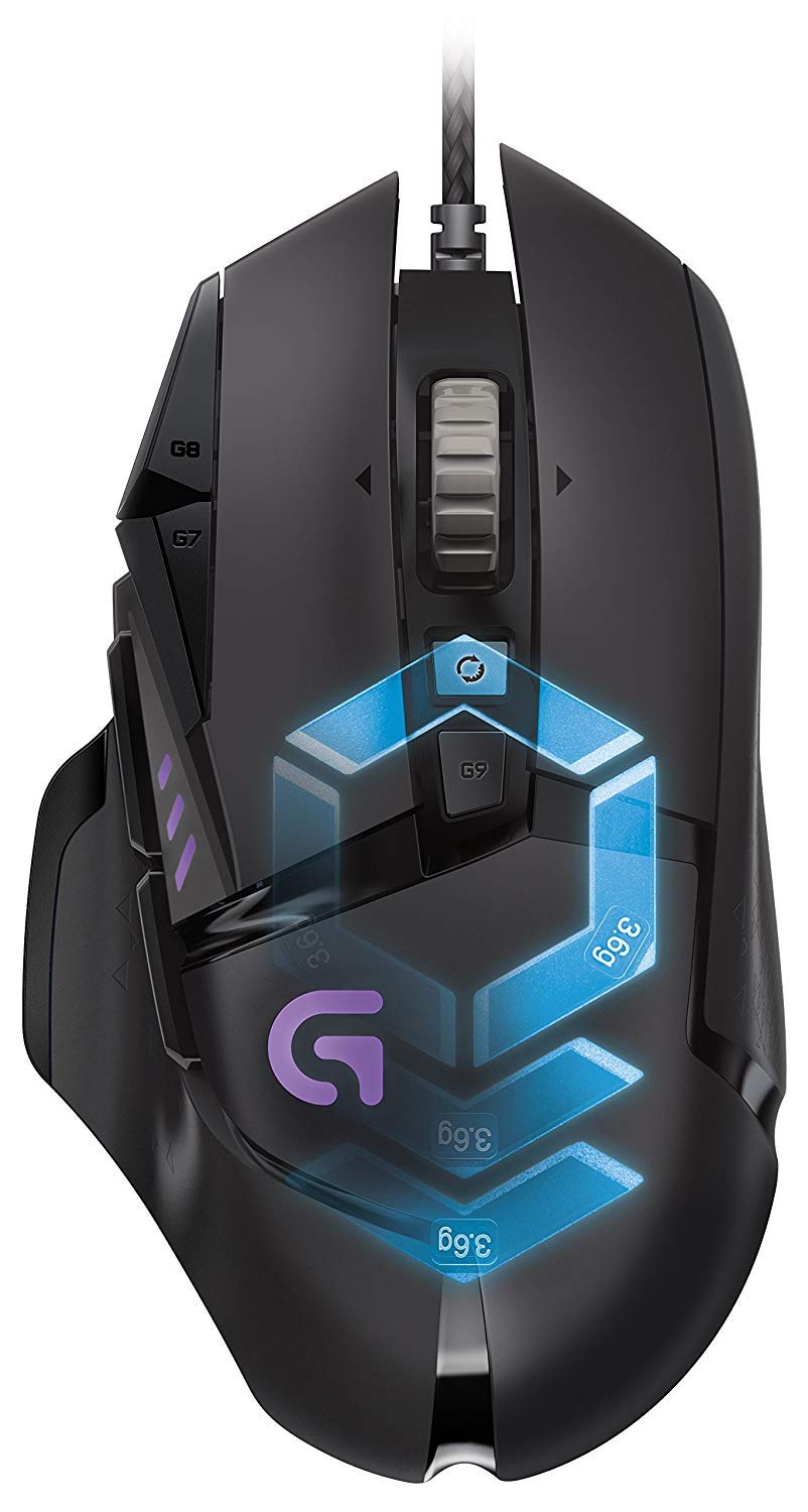 Logitech G502 Proteus Core Tunable Gaming Mouse, 12,000 DPI On-The-Fly DPI Shifting, Personalized Weight and Balance Tuning with (5) 3.6g Weights, 11 Programmable Buttons, Fully Customizable Surface