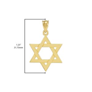 14K Yellow Gold Traditional Jewish Six Pointed Star of David Magen David Hexagram Pendant Charm - 31.75 Millimeters