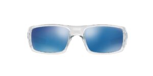 oakley men's oo9239 crankshaft rectangular sunglasses, polished clear/ice iridium, 60 mm