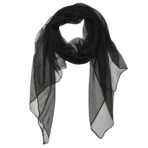 wrapables solid color 100% silk long scarf, black,one size