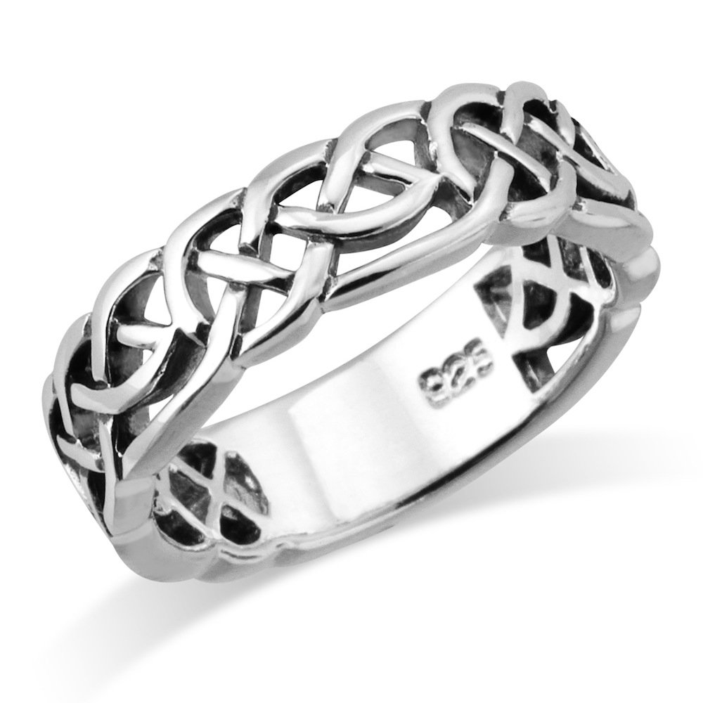 Sterling Silver Woven Celtic Knot Trinity Band Ring - Size 9