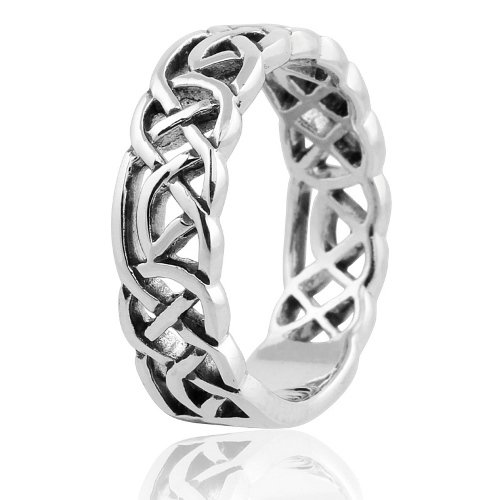 Sterling Silver Woven Celtic Knot Trinity Band Ring - Size 9