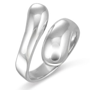 sterling silver contemporary design elongated teardrop spoon ring - size 9