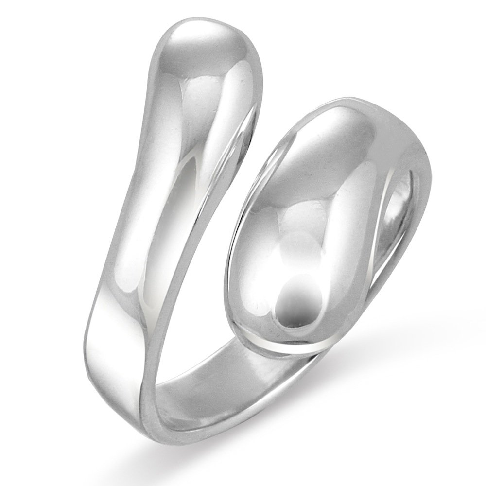 Sterling Silver Contemporary Design Elongated Teardrop Spoon Ring - Size 9