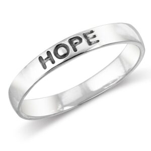 925 sterling silver hope stackable friendship band ring - size 7