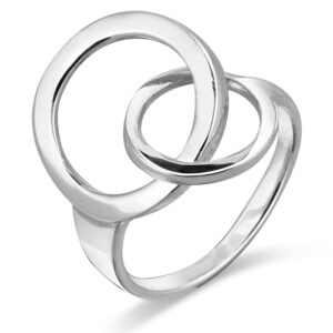 sterling silver contemporary style double circles o ring - size 8