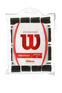 wilson advantage absorbent tennis racket overgrip advantage absorbent, black, pack of 12