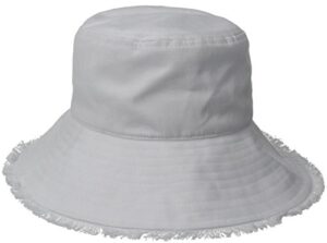 physician endorsed women's castaway canvas bucket sun hat with fringe, rated upf 50+ for max sun protection, white, one size