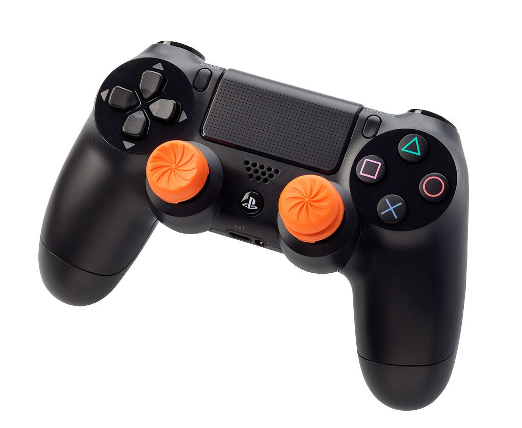 KontrolFreek FPS Freek Vortex for Playstation 4 (PS4) and Playstation 5 (PS5) Controller | Performance Thumbsticks | 1 High-Rise Convex, 1 Mid-Rise Concave | Orange