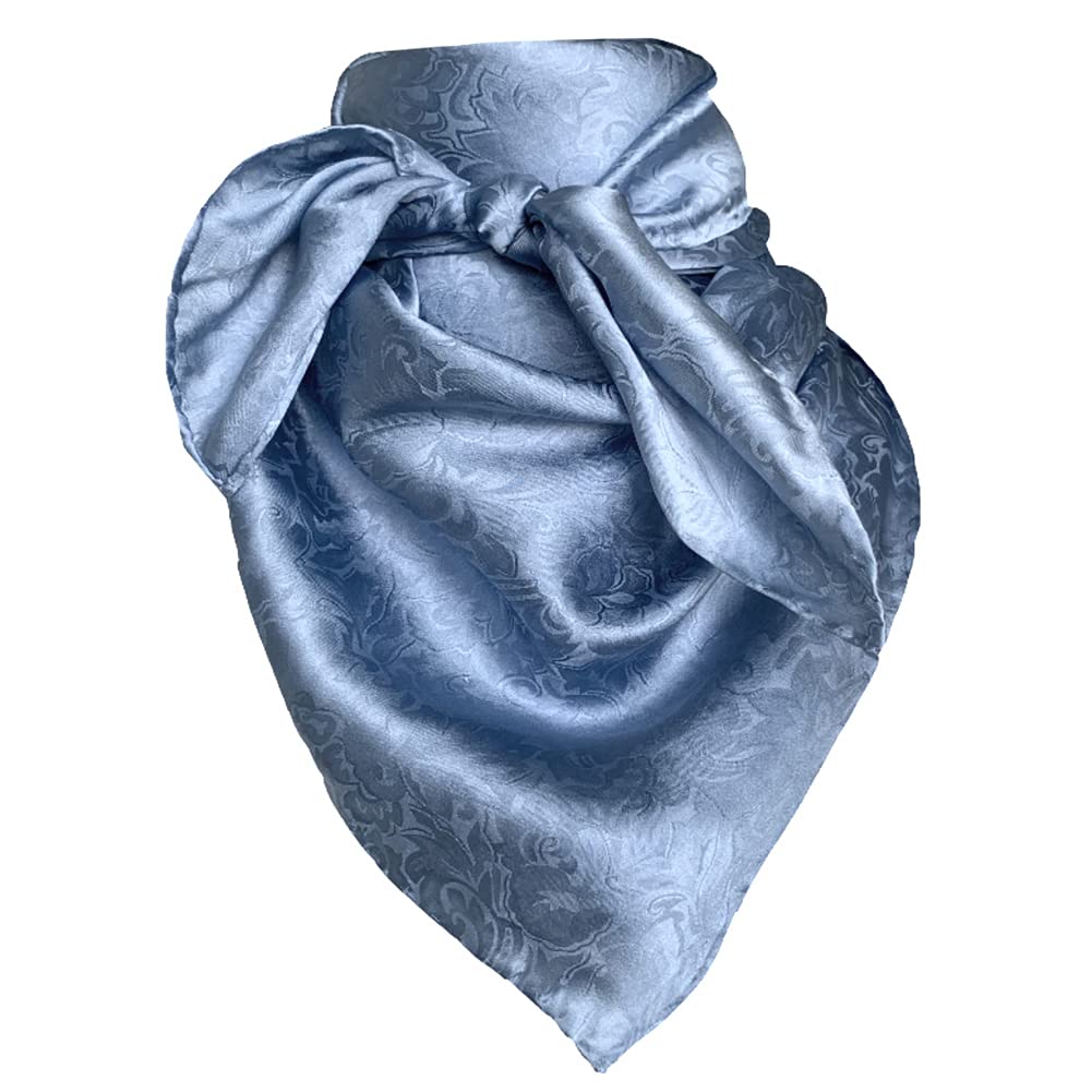 WYOMING TRADERS Casual Unisex Adult Lightweight Breathable Jacquard Slate Blue Regular Silk Scarf, 34.5"