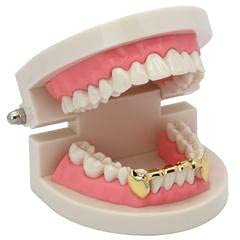 Hip Hop 14K Gold Plated Half Lower Bottom Fangs Teeth Grillz w Mold Kit