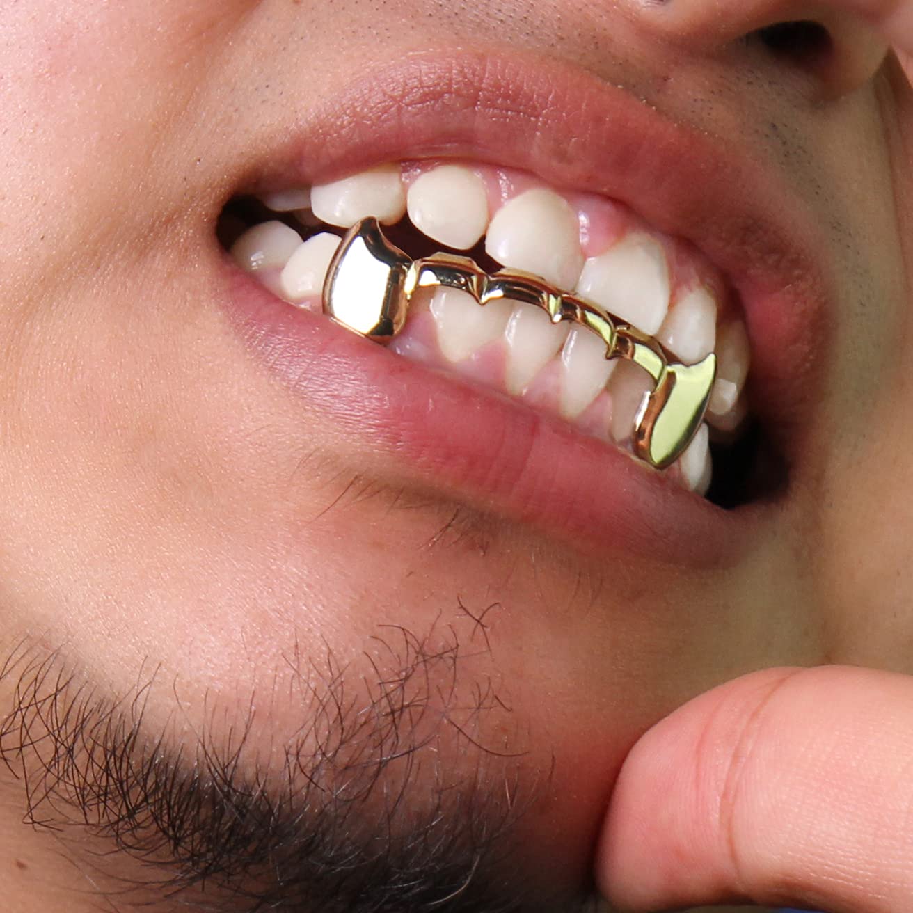 Hip Hop 14K Gold Plated Half Lower Bottom Fangs Teeth Grillz w Mold Kit