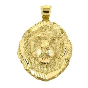 animal kingdom solid 14k yellow gold leo zodiac sign charm king lion pendant