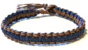 mens womens blue and brown hemp surfer hawaiian style bracelet - handmade