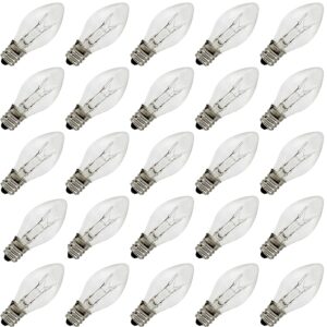 creative hobbies® box of 25 clear blinker light bulbs, c7 candelabra base,random blinking - great for night lights and christmas strings | 7 watt candelabra base